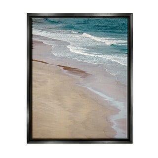 Stupell Aerial View Ocean Water Foamy Coast Beach Floater Frame, Design ...