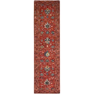 Shahbanu Rugs Crimson Red With Flower Blossom Design Pure Wool Hand ...