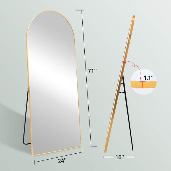 Arched Full Length Mirror with Stand Aluminum Alloy Frame,Wall-Mounted ...