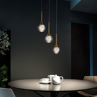 Elegant 3-light Crystal Dimmable LED Pendant Light - Bed Bath & Beyond ...