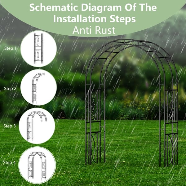 Heavy Duty Metal Garden Large Arch Arbor Trellis Wedding Ceremony Frame ...
