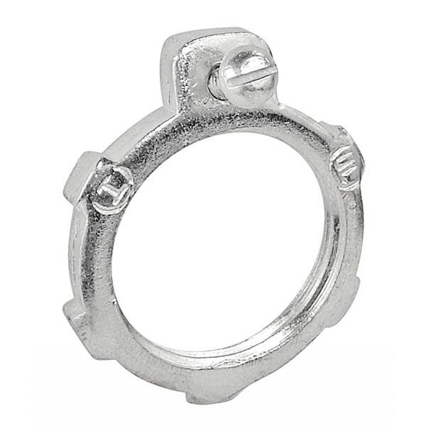 2 Pcs, 1-1/2 in. Rigid Grounding Locknut, Steel, Zinc Plated Steel ...