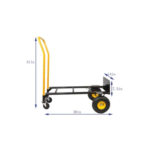 Hand Truck Dual Cart 4 Wheel Push Cart with Swivel Wheels 330 Lbs ...