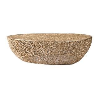 45 Inch Coffee Table, Bowl Drum Shape, Netted Mesh Design, Bronze ...