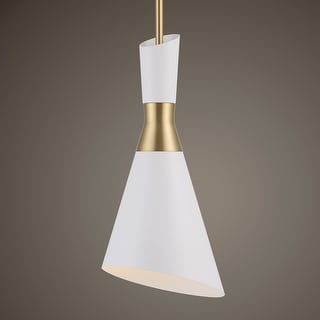 Antique Brass Cone Shaped Hanging Pendant Ceiling Light Fixture - 18.5 ...