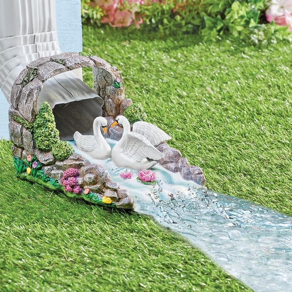Swans in a Stream Decorative Sculpted Downspout Accent - NO SIZE - Bed ...