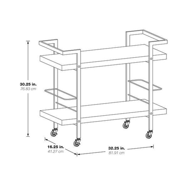 OS Home and Office Furniture Alios Serving Cart with Black Gold Frame ...