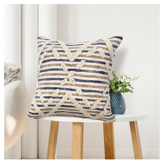 Sevita Textured Blue Natural Stripe Throw Pillow 18 inch - Bed Bath ...