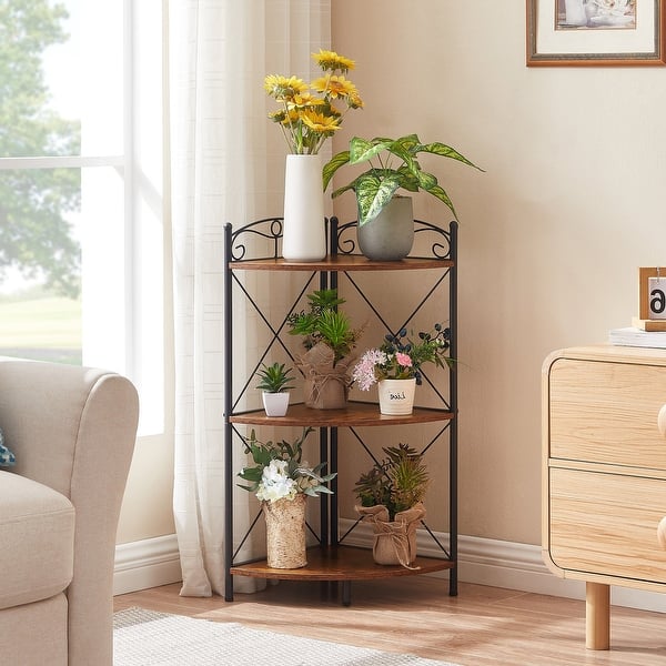 3-Tier Corner Shelf Industrial Triangle Display Storage Rack - Bed Bath ...