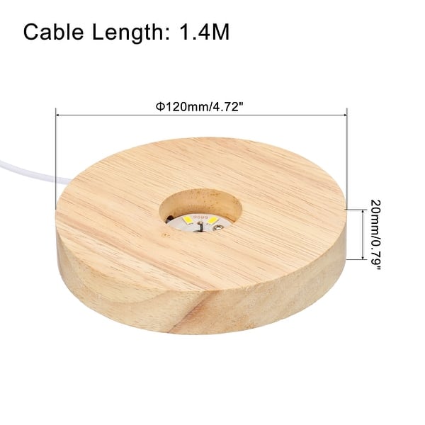 LED Light Round Wooden 4.72" Warm White Light Display Base Stand Wood ...