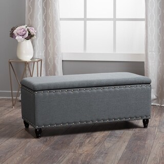 Tina Charcoal Fabric Storage Ottoman - Bed Bath & Beyond - 38000152