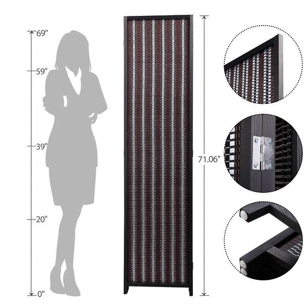 6 Panel Bamboo Private Folding Portable Partition Screen,Room Divider ...
