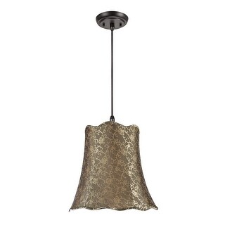 Aspen Creative 2-Light Fabric Lamp Shade Hanging Pendant, Brown & Gold - OIL RUBBED BRONZE - OIL ...