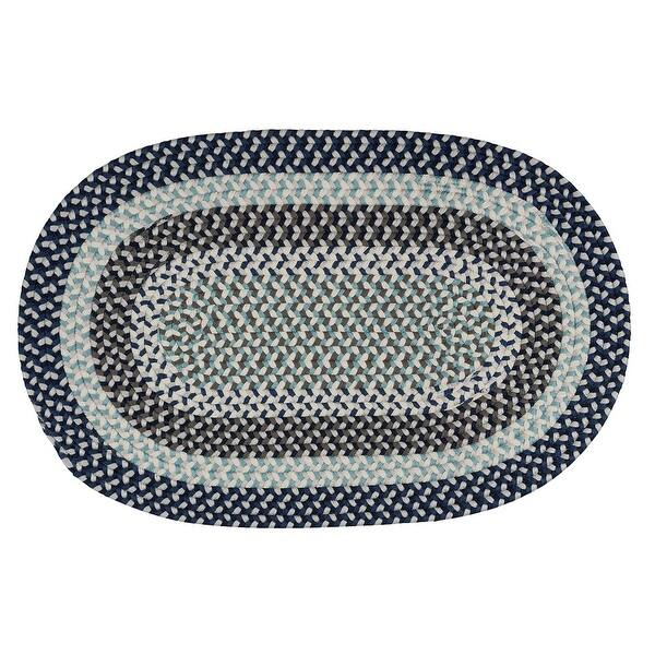 Blue Off White Border Hcrafted Reversible Oval Door Mat 30" x 48" - Bed ...