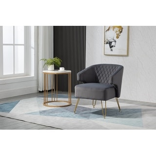 Accent Chair Comfortable Velvet Padded Seat Arm Chairs with Metal Legs ...