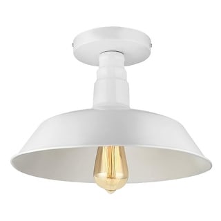 Simple industrial barn ceiling light with white finish - Bed Bath ...