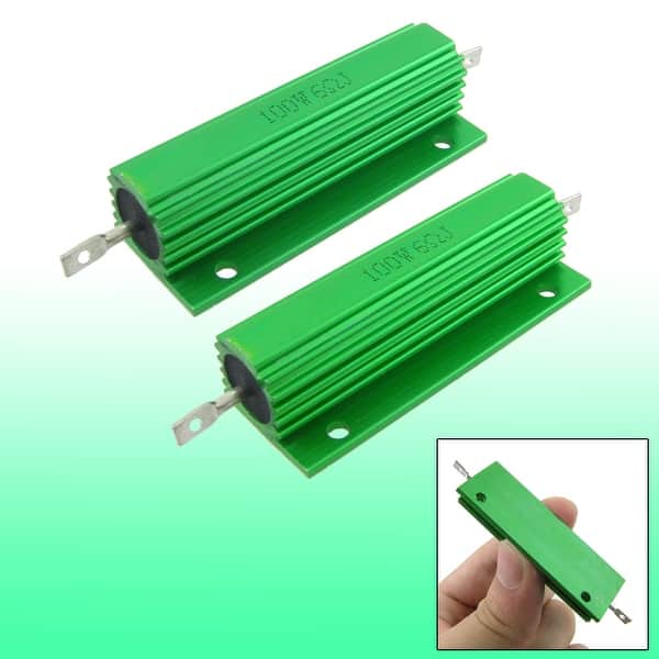 2 Pcs Green Aluminum Housed Wirewound Resistors 100 Watt 6 Ohm 5% - Bed ...