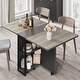 Drop Leaf Dining Table for 6 People with Storage Rack and Wheels - On ...