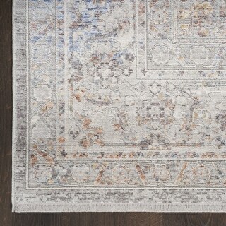HomeRoots12' Ivory and Blue Oriental Power Loom Distressed Runner Rug ...