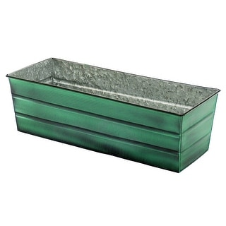 Achla Designs Medium Galvanized Steel Flower Box, 24 Inch Wide, Green ...