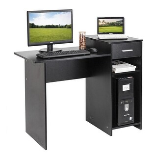 Computer Table Home Office Workstation Storage Shelves Black - Bed Bath ...
