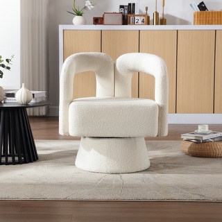 360 Swivel Cuddle Barrel Chairs Sofa, Beige Round Arm Chairs with ...