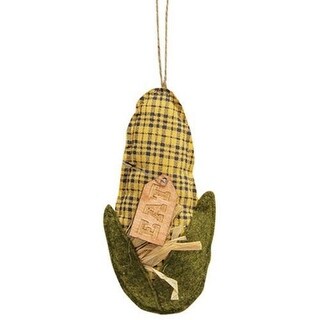 Primitive Fabric Corn Cob Ornament with "Eat" Tag - 2.50"L x 0.50"W x 5 ...