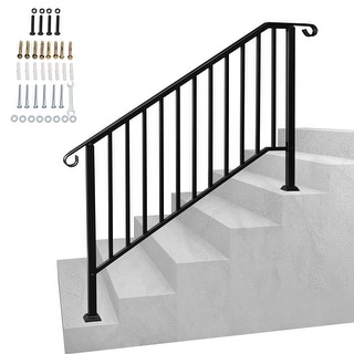 Outdoor Metal 4-Step Handrail Stair Railing - Bed Bath & Beyond - 39317742