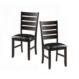 Espresso Finish Contemporary Side Chairs Set of 2 Faux Leather ...