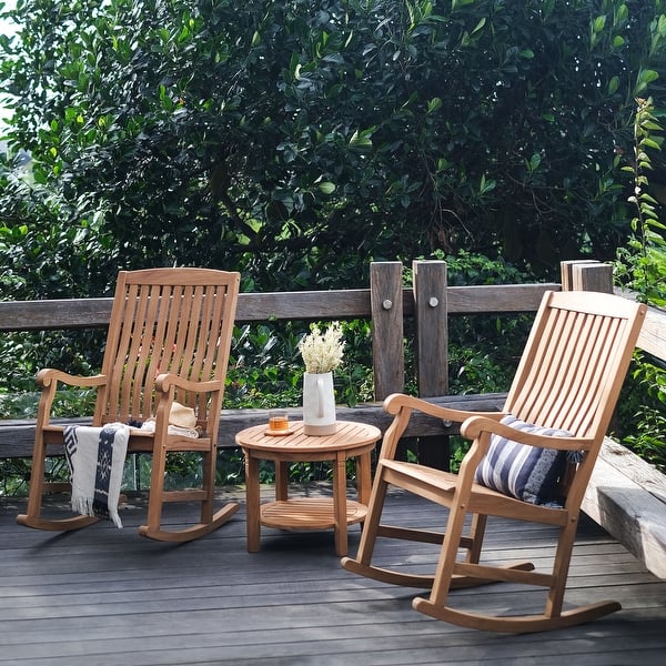 Cambridge Casual Sherwood 3-Piece Teak Outdoor Rocking Chair Set - Bed ...