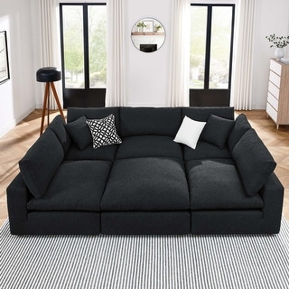 Commix Down Filled Overstuffed Boucle Fabric 6-Piece Sectional Sofa ...