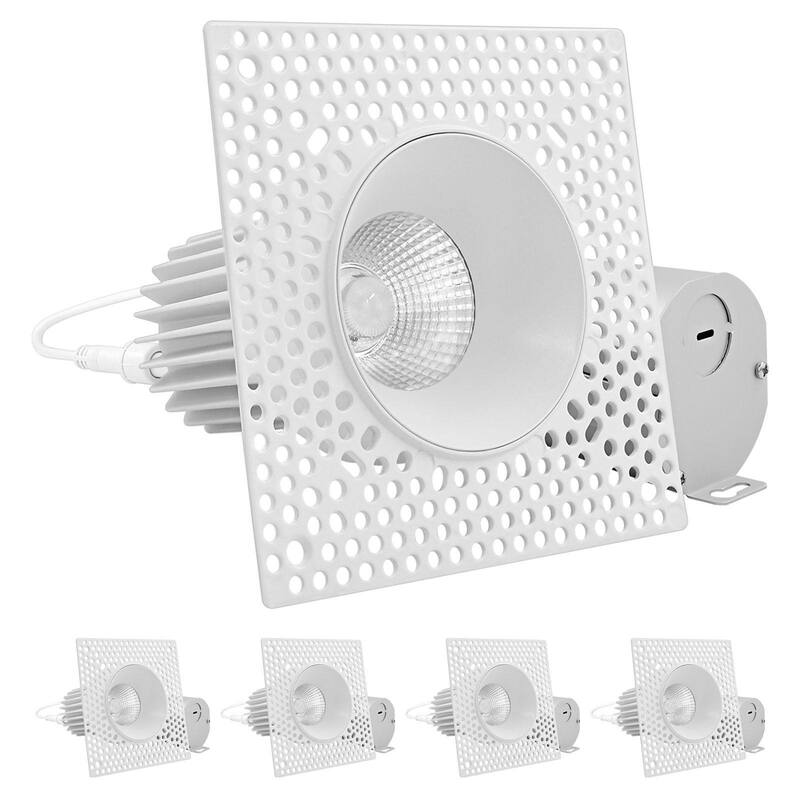 Luxrite 3 Inch Trimless LED Recessed Light, 15W, 1100LM, 5CCT 2700K-5000K, IC Rated, ETL 4-Pack ...