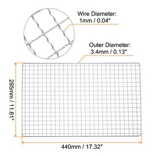 Square BBQ Grill Net 17.3"x11.6" Stainless Steel Barbecue Mesh for ...