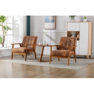 Mid Century Accent Chairs Set with 2 Chairs and 1 Table, Coffee - Bed ...