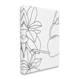 Stupell Watering Can and Spring Florals Modern Minimal Linework Canvas ...