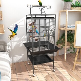 61'' Bird Cage, Bird Flight Cages with Rolling Stand & Bottom Tray for ...