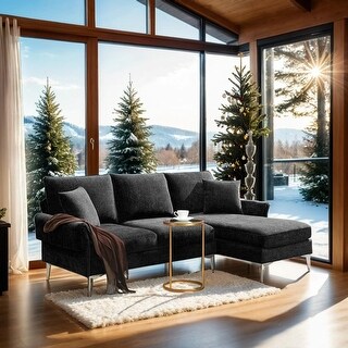 Artsy 84" Modern Chenille L-Shaped Sofa with Reversible Lounge, 4 Seat ...