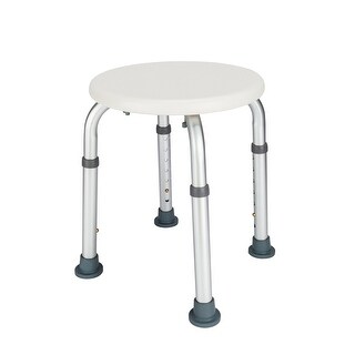 Bathroom Safety Shower Stool Bath Round Stool 7 Height Adjustable White ...