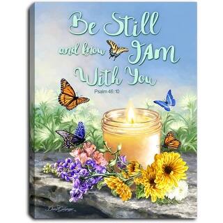 8" Blue Yellow "Be Still Know I Am With You" LED Canvas Tabletop Decor ...