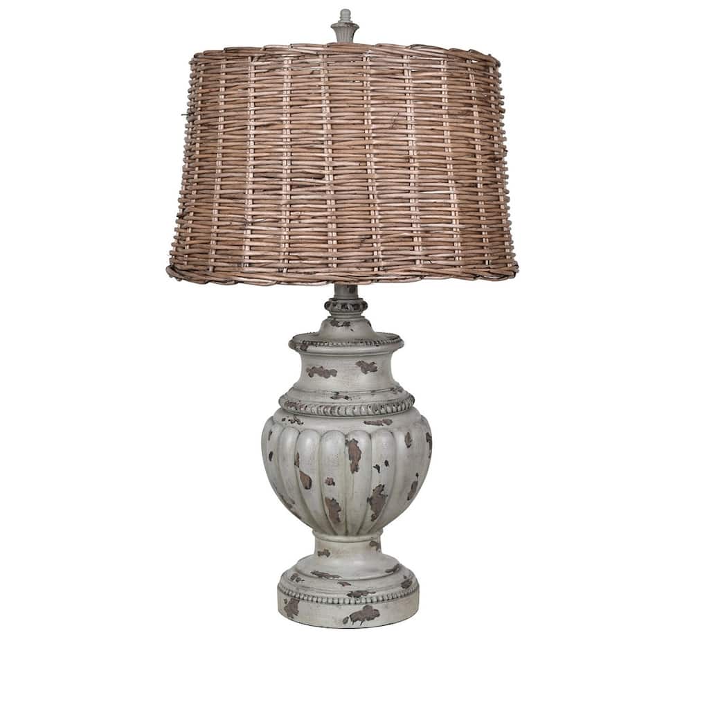Adeline 33"H Distressed Blue Resin Table Lamp - 33"H x 18"Rnd ...