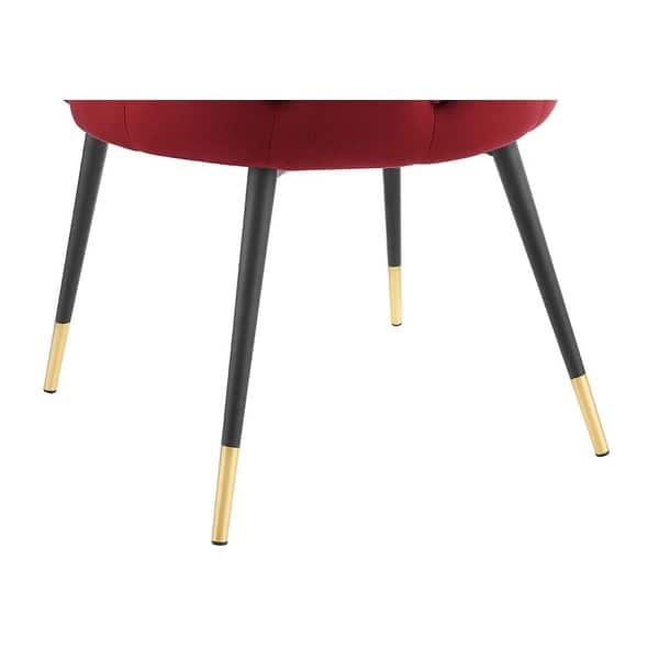 Borden Modern Maroon Velvet Upholstered Barrel Back Dining Chair with ...