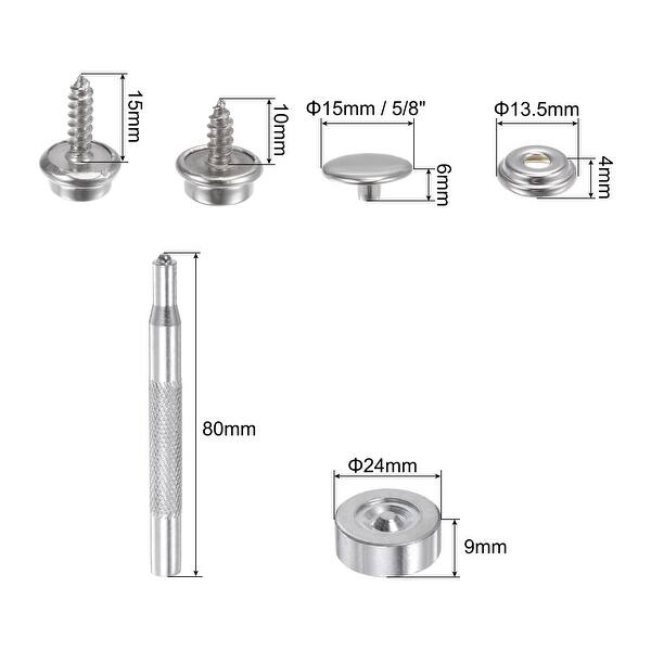 40 Sets Screw Snap Fasteners Kit 15mm Metal Snaps with Dies, Silver ...