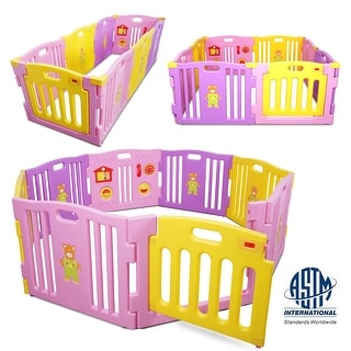 Kidzone Kids Play Center Playpen 8Pcs Safety Gate ASTM Certified Pink ...