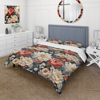 Designart "Rustic Floral Nostalgia White And Pink Pattern" Pink Cottage ...