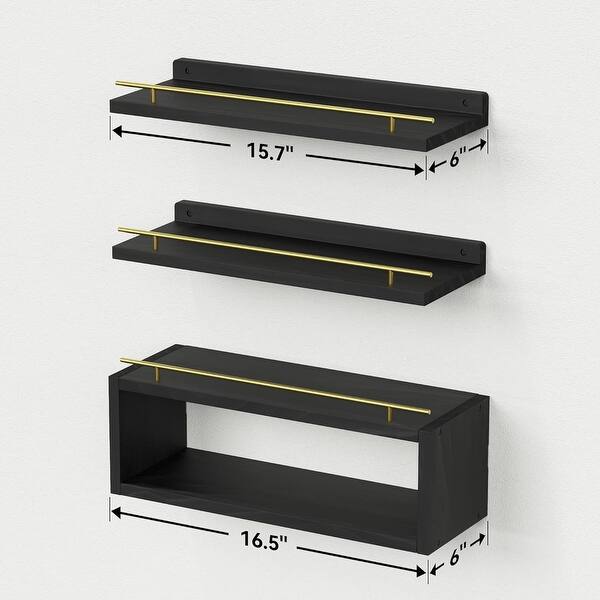 Floating Shelves with Extra Cube Shelf and Metal Rail - Bed Bath ...
