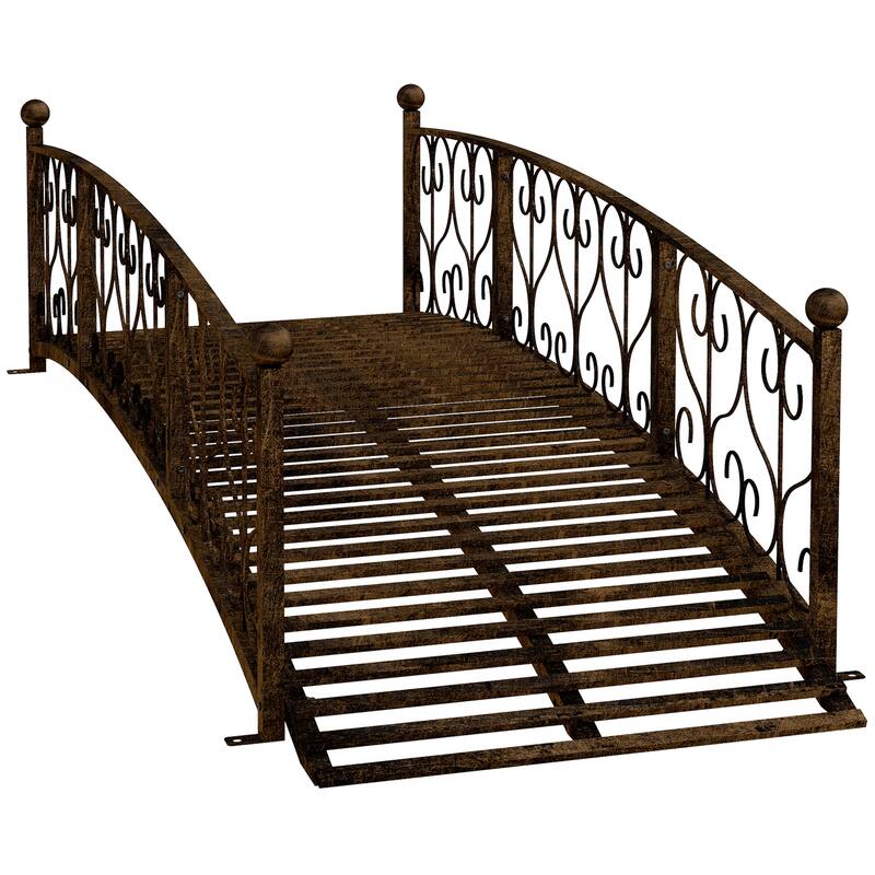 Outsunny 7' Metal Arch Garden Bridge with Safety Siderails, Decorative ...