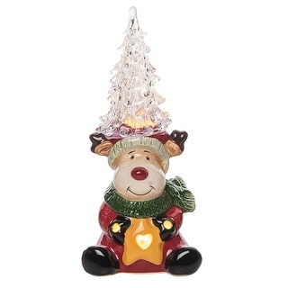 Transpac Ceramic 6 in. Multicolored Christmas Light Up Holiday Tree ...