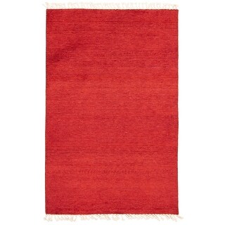 ECARPETGALLERY Hand-knotted Pak Finest Gabbeh Red Wool Rug - 4'0 x 6'2 ...