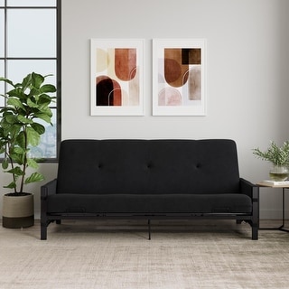 Fairview Metal and Storage Arm Futon with 6" Mattress, Black - Bed Bath ...