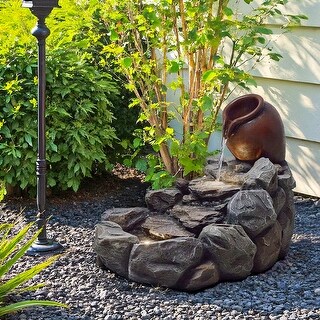 Outdoor Tiering Rocky River Stream Water Fountain Weather Resistant ...